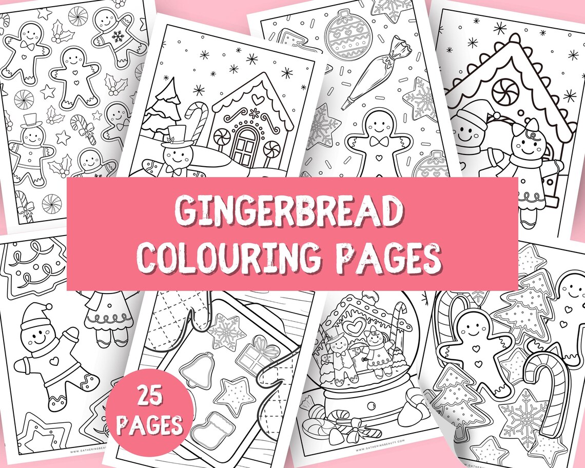 Gingerbread Coloring Pages, Printable Coloring Sheets, Cute Holiday ...