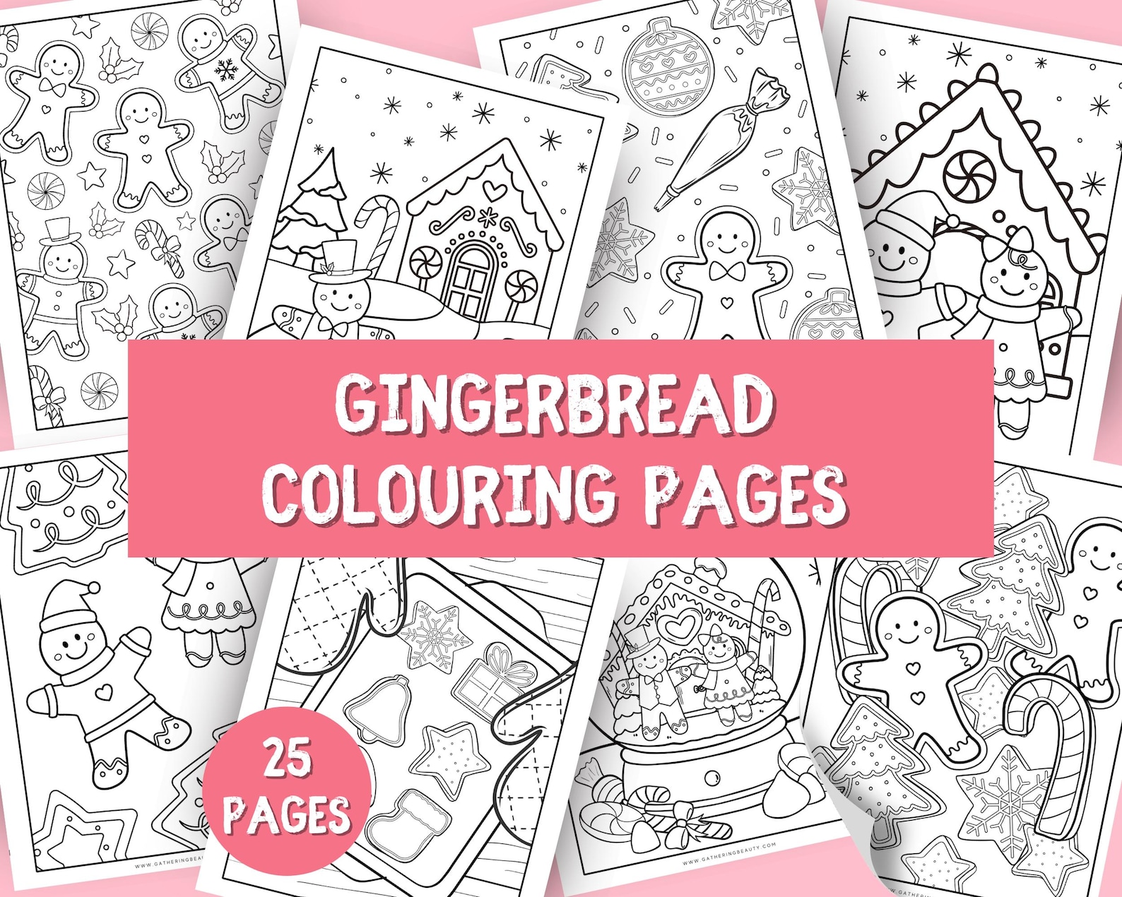 Gingerbread Coloring Pages, Printable Coloring Sheets, Cute Holiday ...