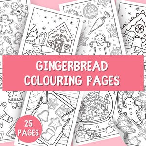 Gingerbread Coloring Pages, Printable Coloring Sheets, Cute Holiday ...