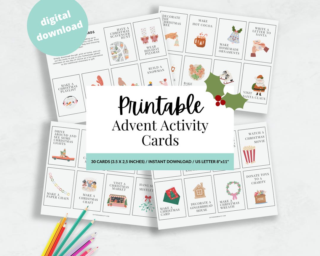 Advent Activity Cards, Printable Advent Calendar, Christmas Countdown ...