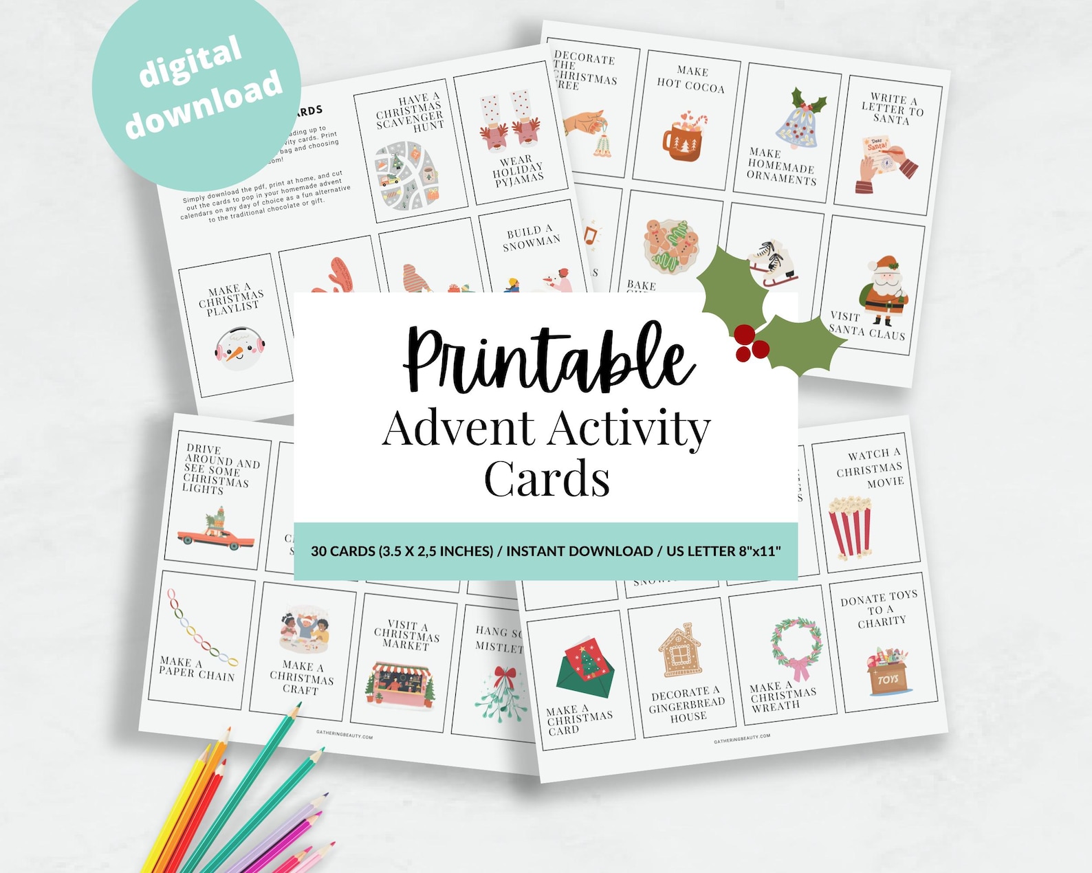 Advent Activity Cards, Printable Advent Calendar, Christmas Countdown ...