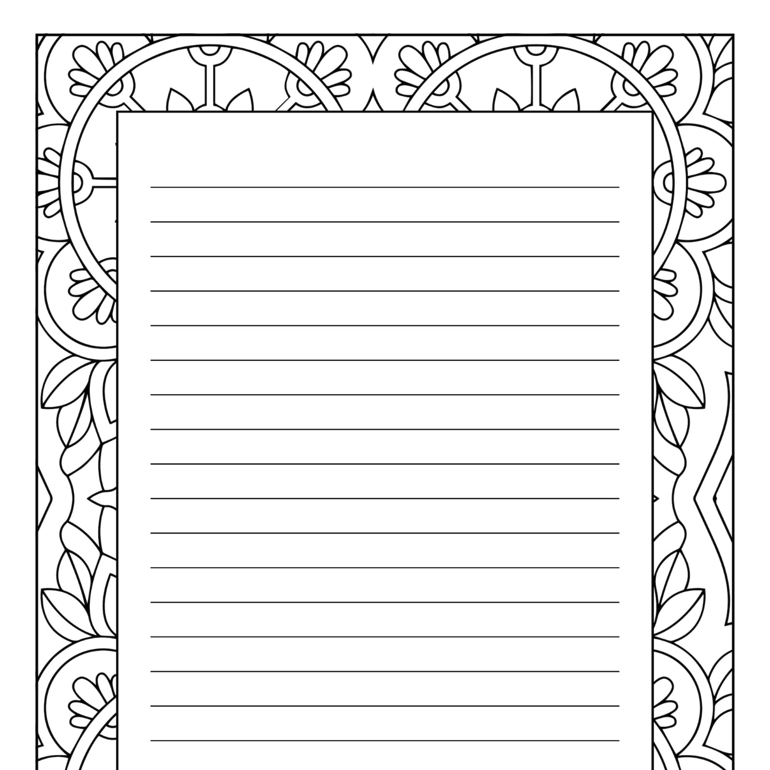 Colouring Journal Pages, Printable Lined Pages, Stationery Paper ...