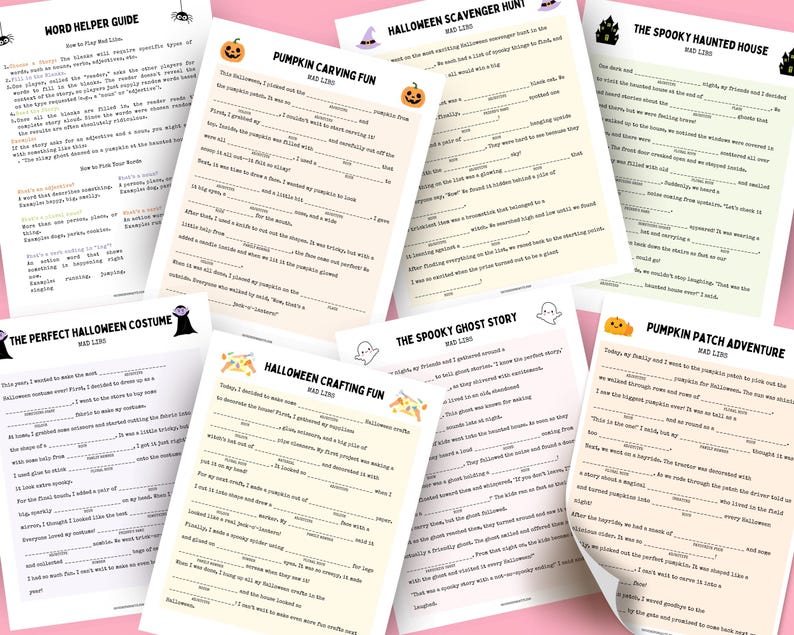 Halloween Mad Libs, Printable Game, Spooky Story, Mad Lib PDF, Fill-in ...
