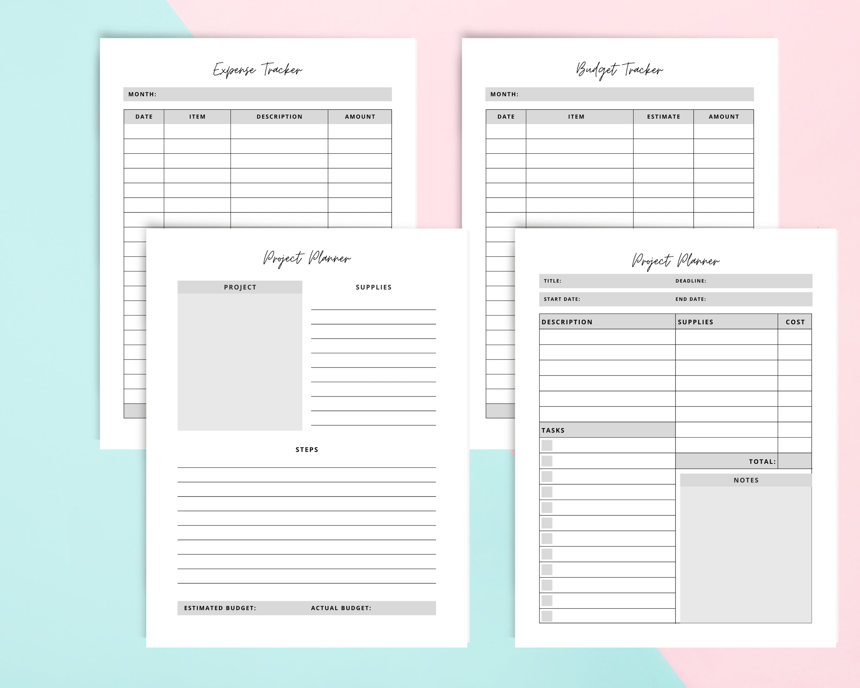 Craft Planner Printable, Greyscale, Craft Project Planner Pages ...