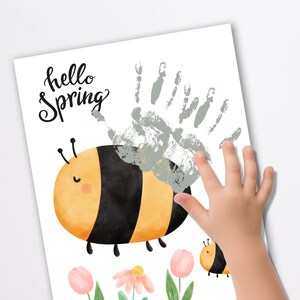 Bee Handprint Craft, Hello Spring Handprint Craft, Handprint Art, Kids ...