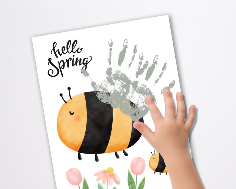Bee Handprint Craft, Hello Spring Handprint Craft, Handprint Art, Kids ...