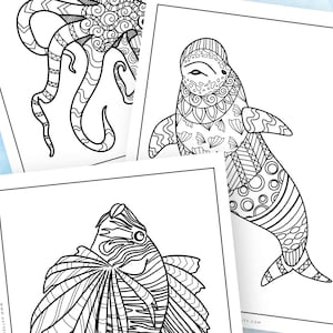 Ocean Animal Coloring Pages, Zentangle Coloring Pages, Sea Creature ...