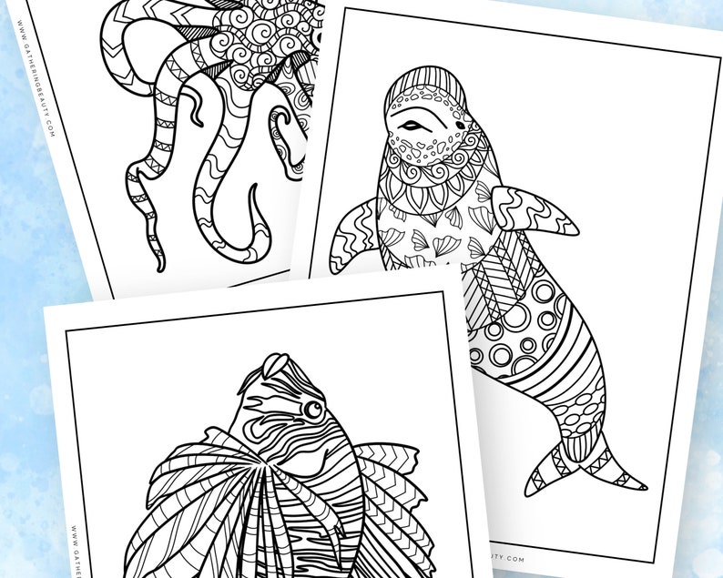 Ocean Animal Coloring Pages, Zentangle Coloring Pages, Sea Creature ...