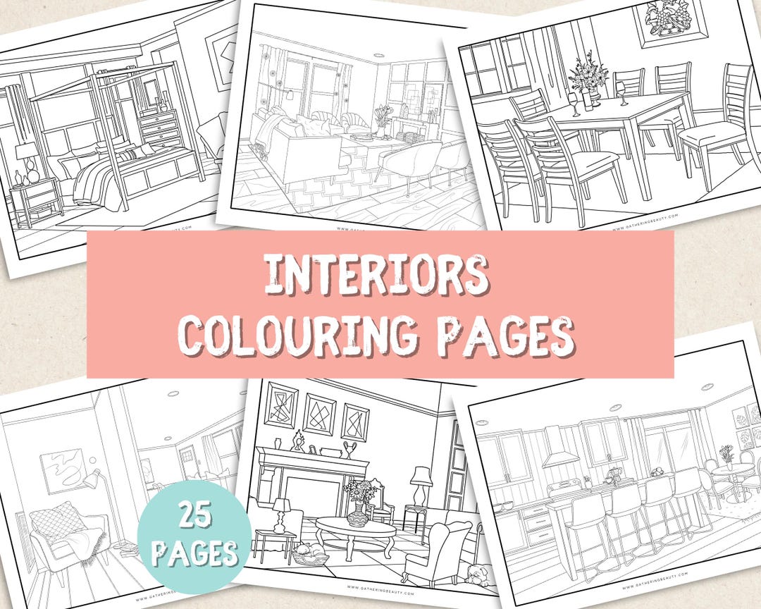 Interior Design, Printable Adult Coloring Pages, Modern Home, Dream ...