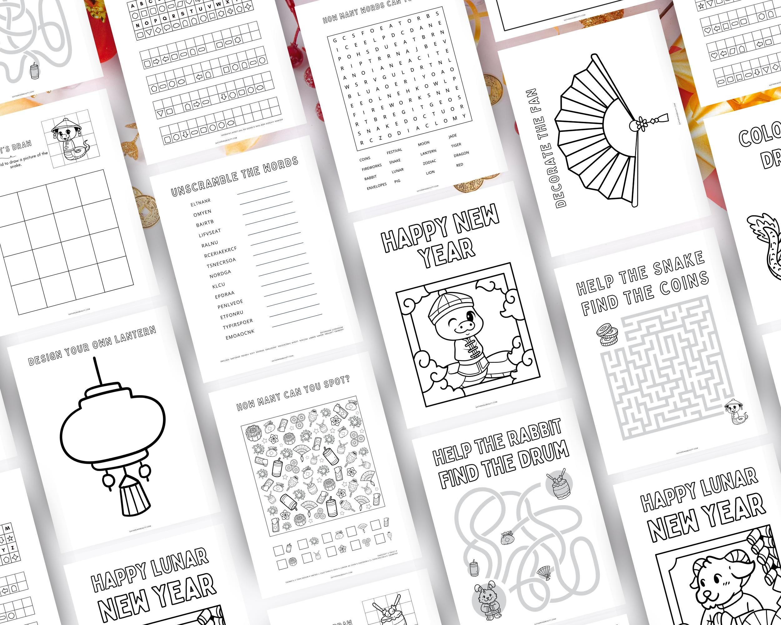 Chinese New Year Activity, Printable Lunar New Year's Game, Coloring ...