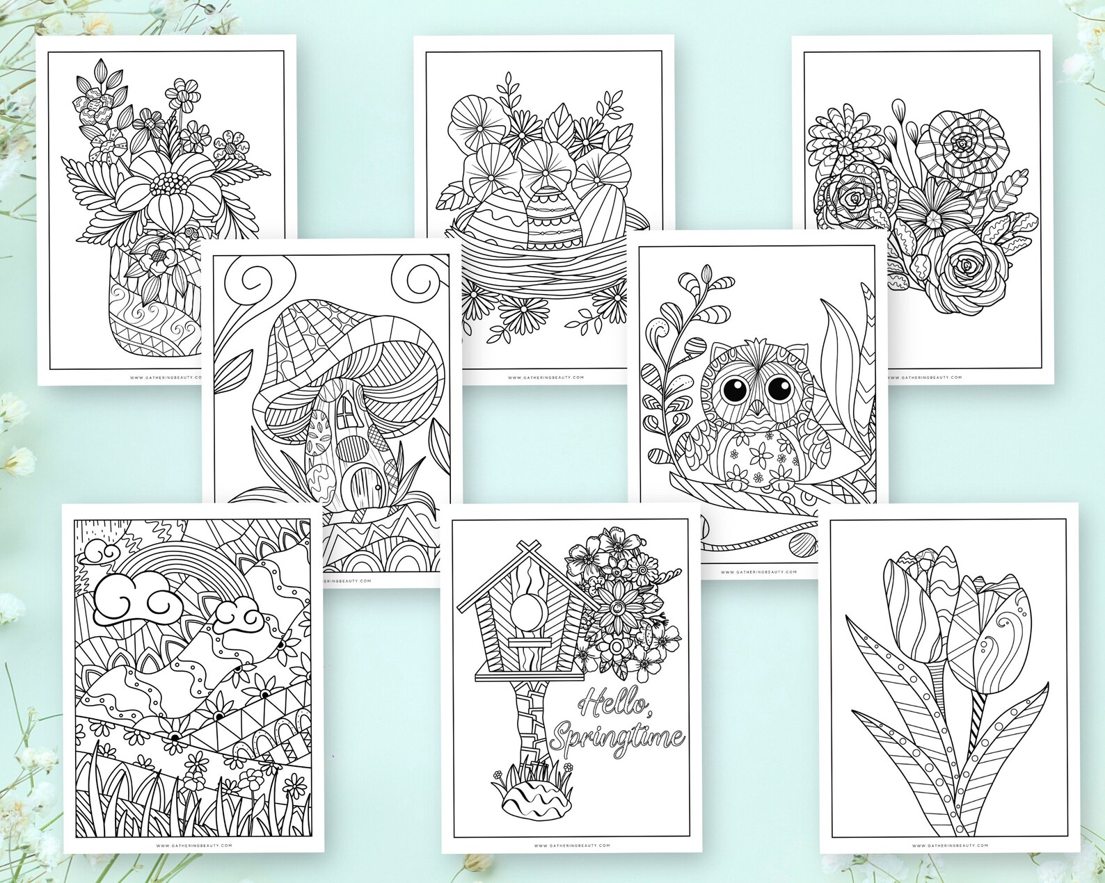 Spring Coloring Pages, Adult Coloring Sheets, Coloring Page Craft ...