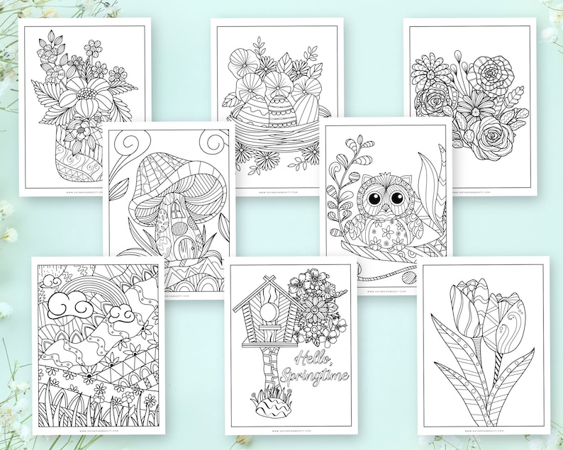 Spring Coloring Pages, Adult Coloring Sheets, Coloring Page Craft ...