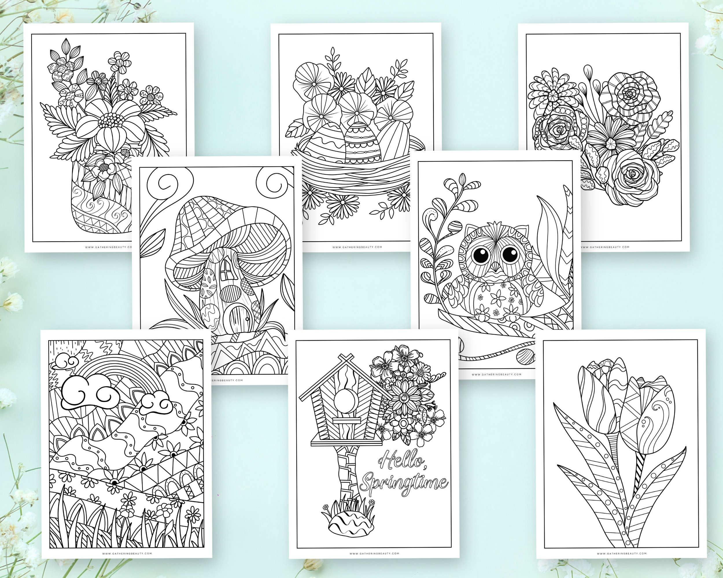 Spring Coloring Pages, Adult Coloring Sheets, Coloring Page Craft ...