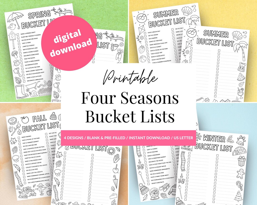 Printable Bucket Lists, Seasonal To-do List, Colouring Pages, Spring ...