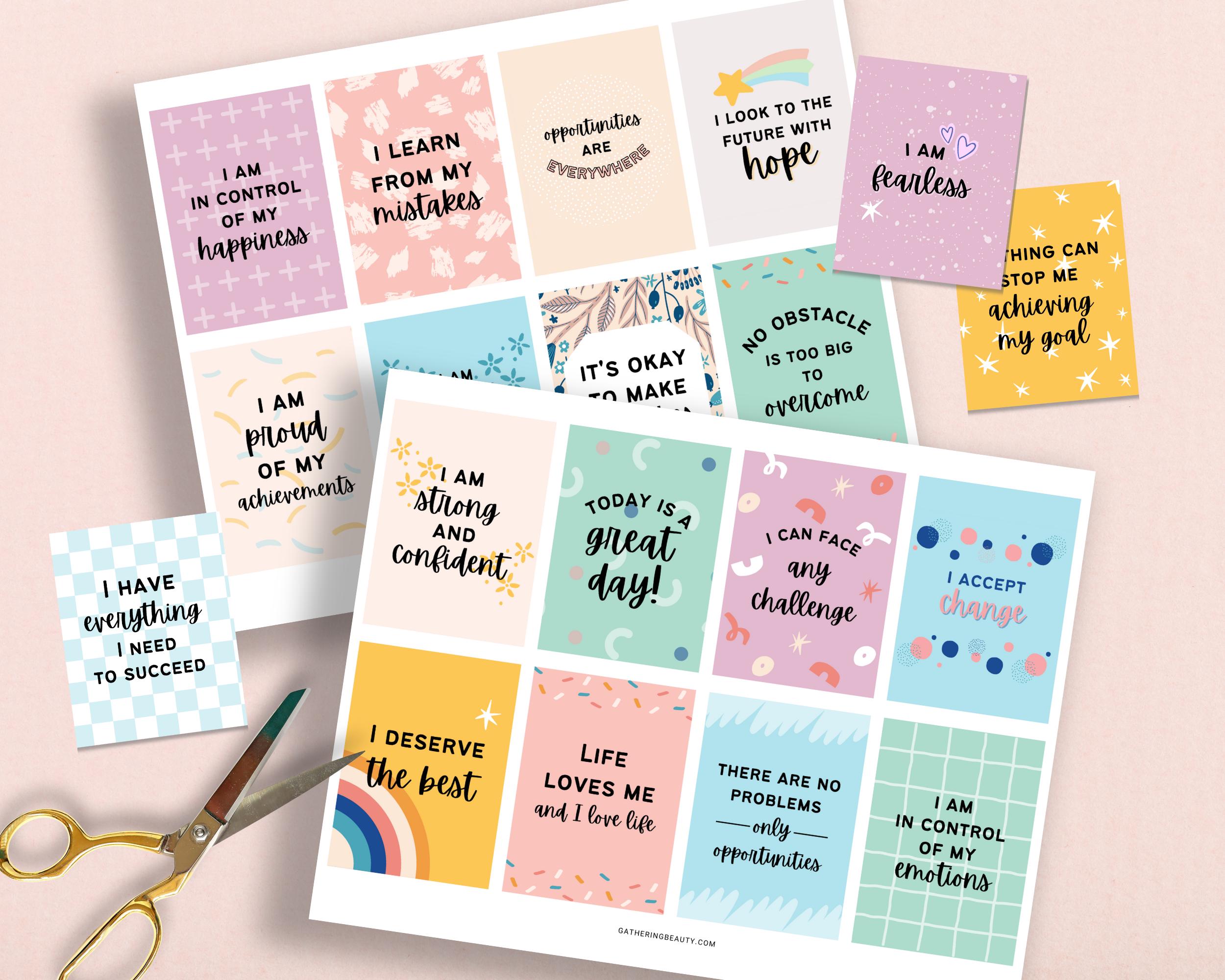 Positive Affirmation Cards, Printable Self Care Card Deck ...