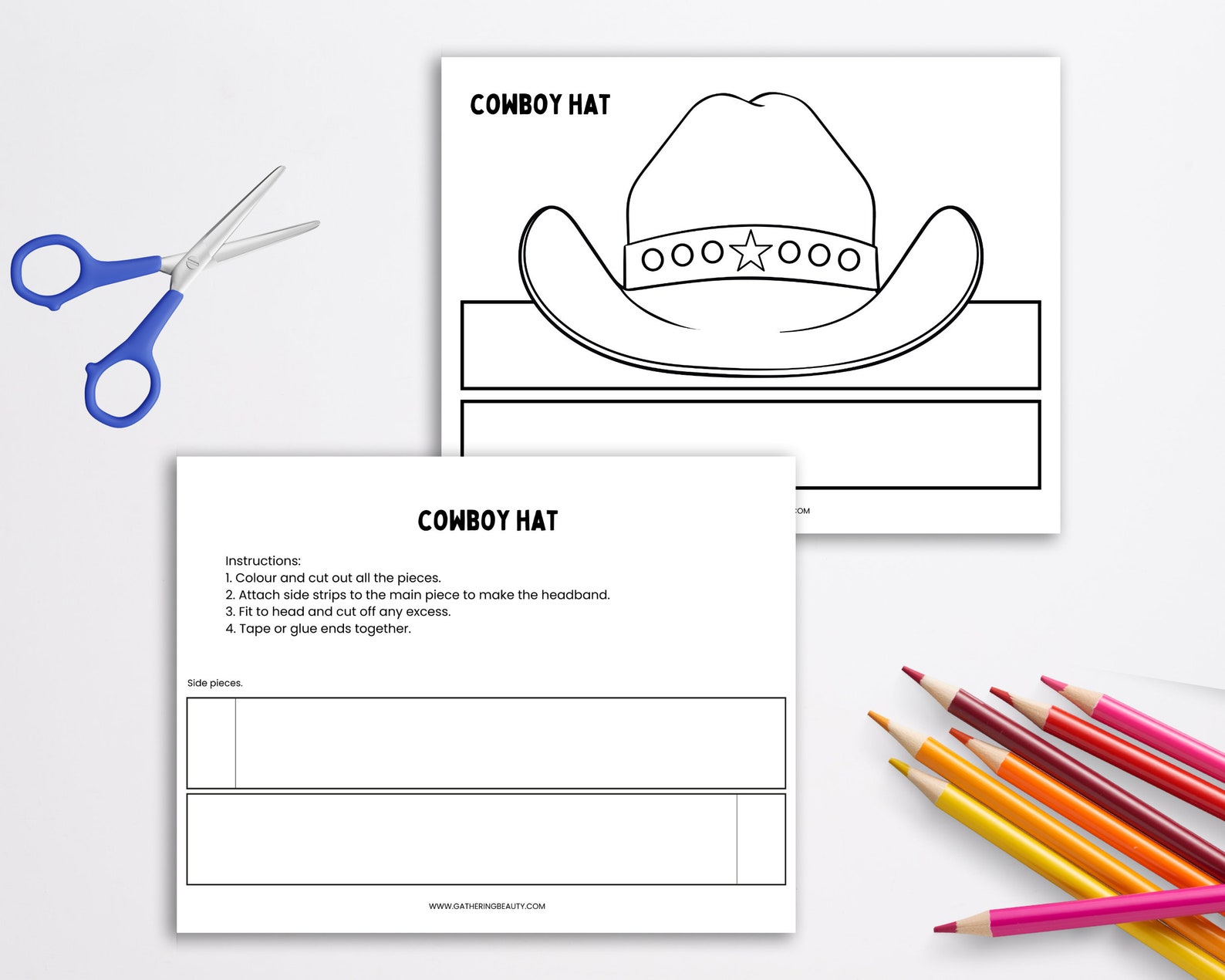 Cowboy Hat Paper Crown, Printable Kids Craft, Wild West Costume Party ...