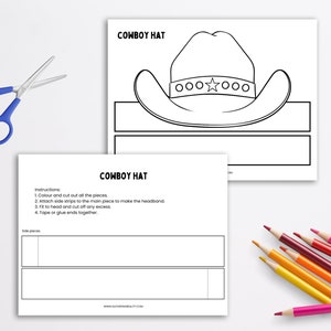 Cowboy Hat Paper Crown, Printable Kids Craft, Wild West Costume Party ...
