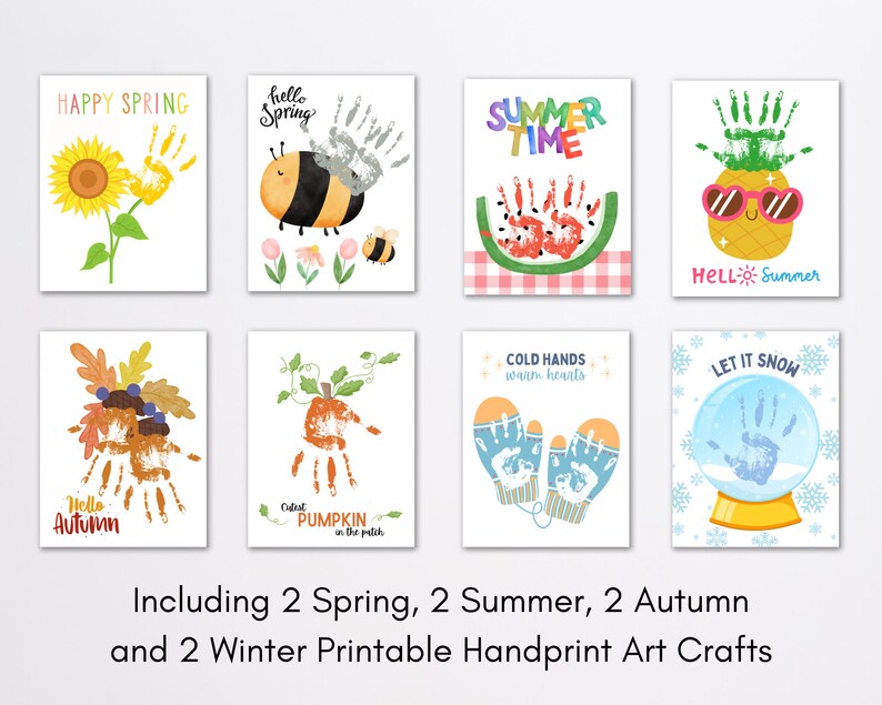 Four Season Handprint Art, Seasonal Handprint Craft, Keepsake ...