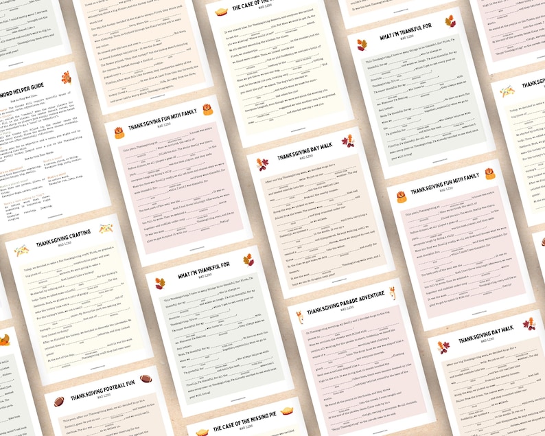 Thanksgiving Mad Libs, Printable Game, Mad Lib PDF, Turkey Story, Fill ...