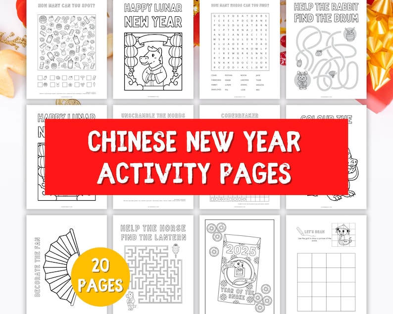 Chinese New Year Activity, Printable Lunar New Year's Game, Coloring ...