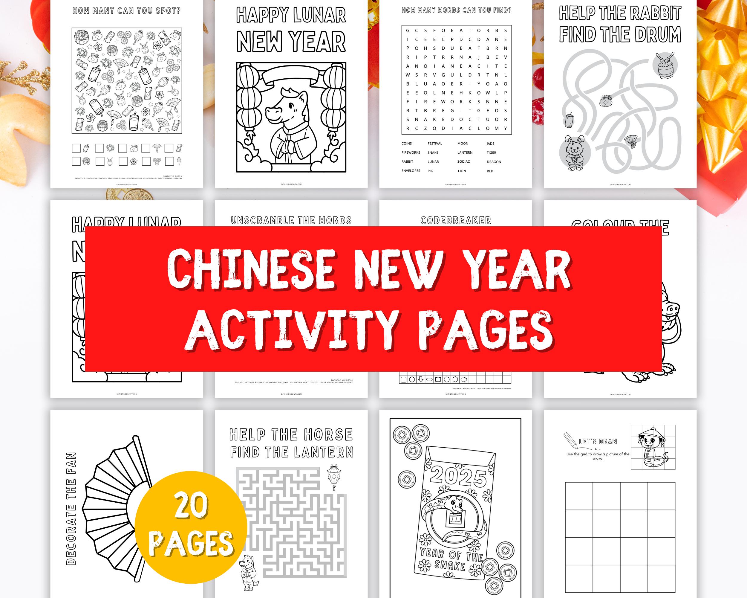 Chinese New Year Activity, Printable Lunar New Year's Game, Coloring ...