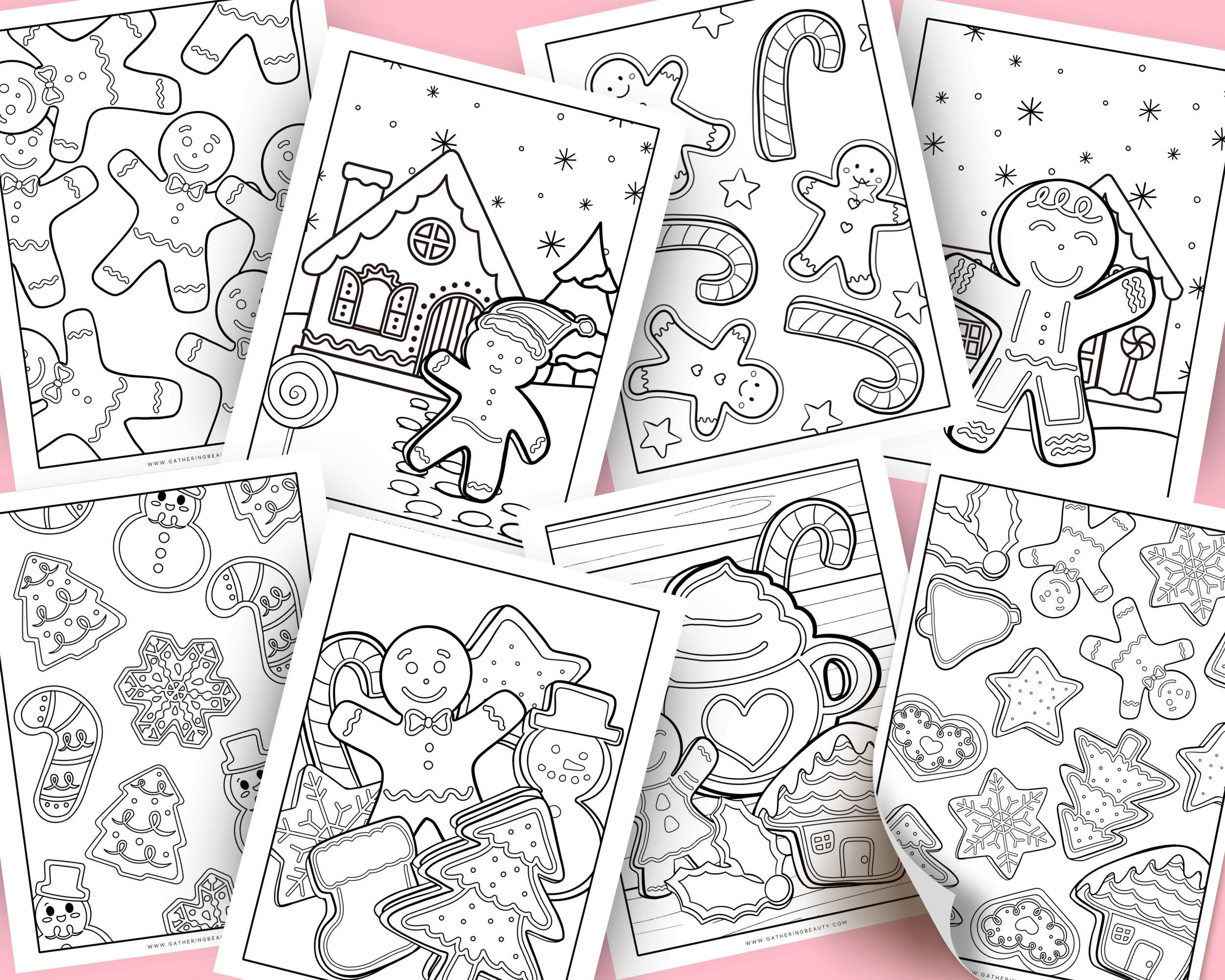Gingerbread Coloring Pages, Printable Coloring Sheets, Cute Holiday ...
