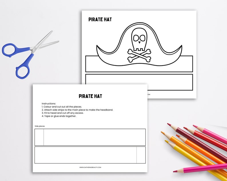 Pirate Hat Paper Crown, Printable Template, Pirate Captain Party ...