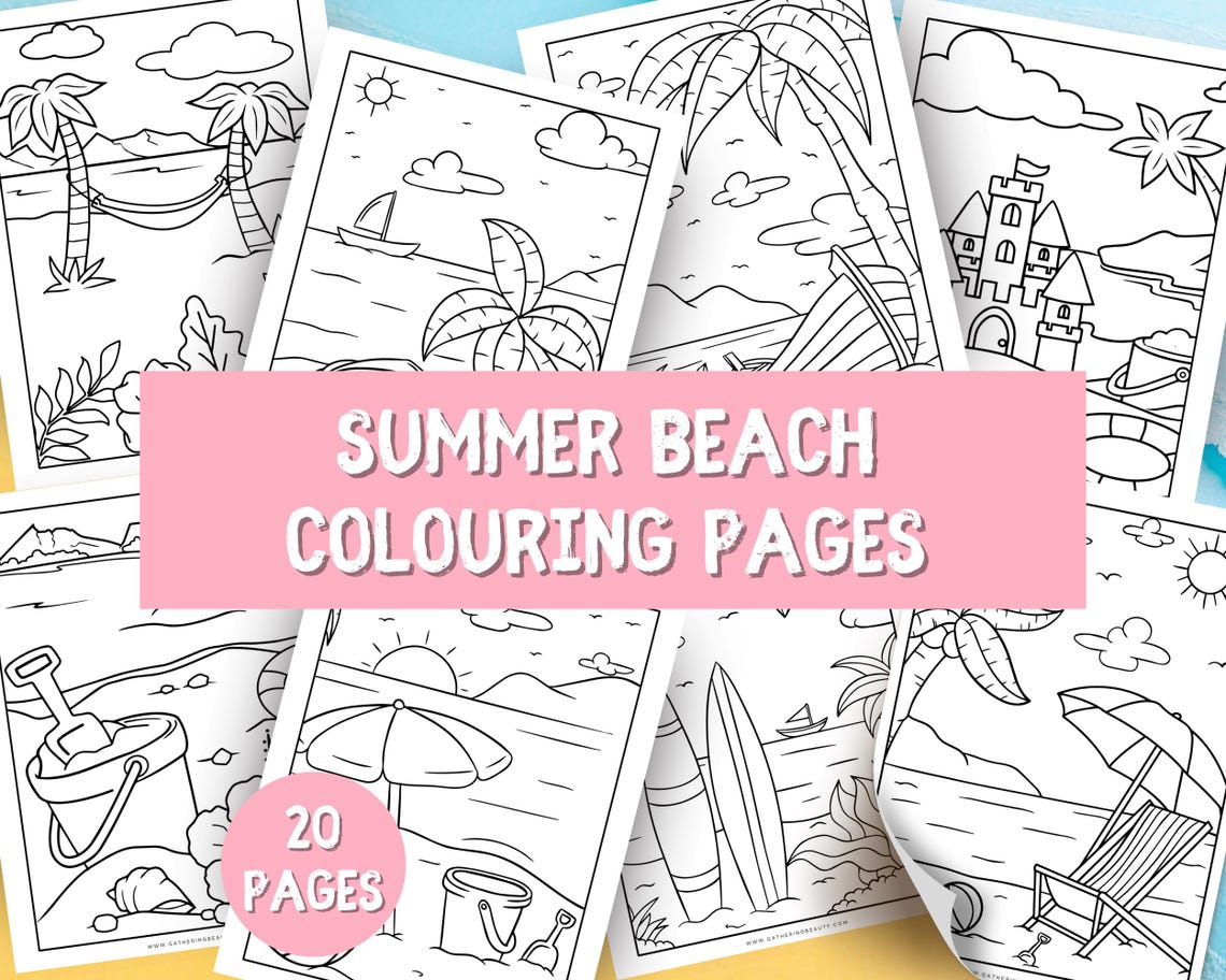 Summer Coloring Pages, Printable Cute Beach Coloring Book, Kids ...