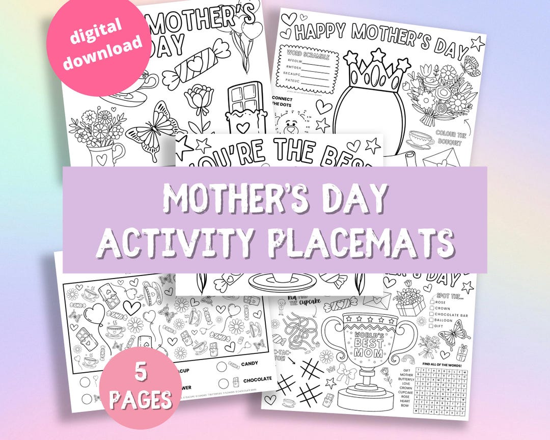 Printable Mother’s Day Activity Placemats - Etsy