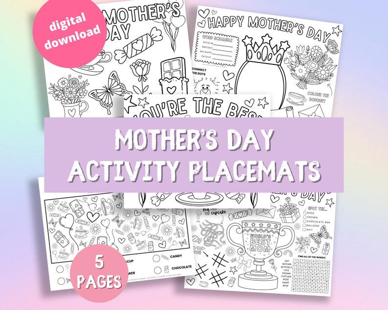 Printable Mother’s Day Activity Placemats - Etsy