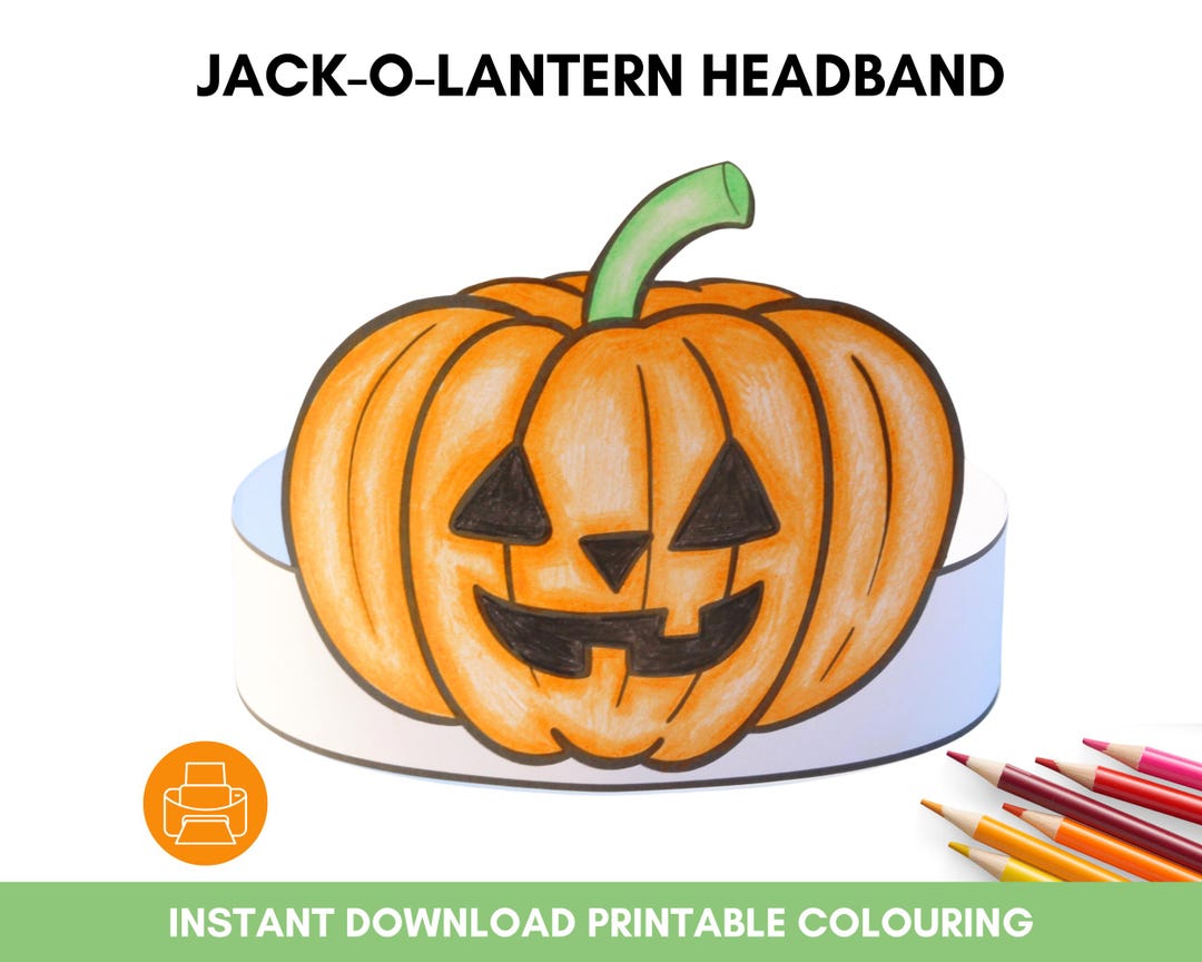Jack-o'-lantern Headband, Halloween Pumpkin, Printable Paper Crown ...