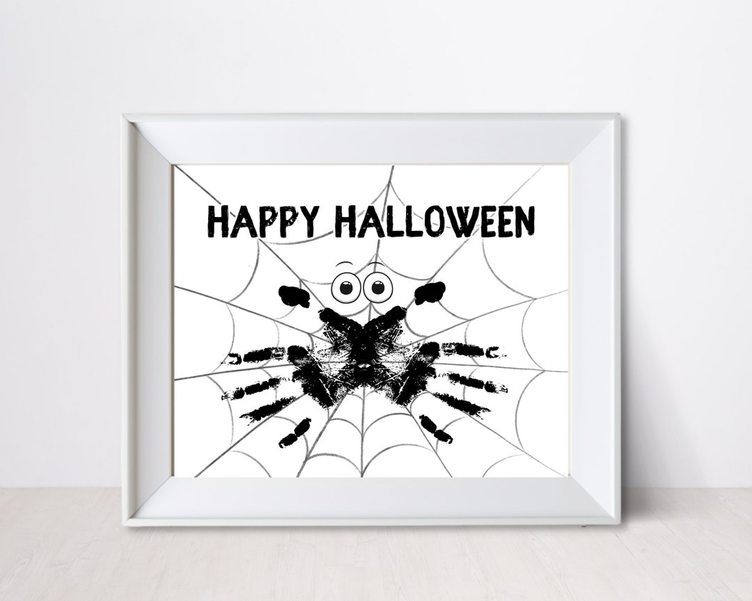 Spider Halloween Handprint Art, Printable Handprint Crafts, Spider ...