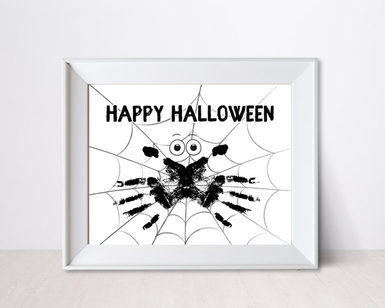 Spider Halloween Handprint Art, Printable Handprint Crafts, Spider ...