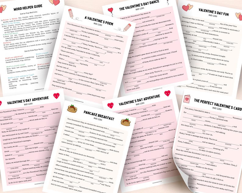 Valentine Mad Libs, Printable Game, Mad Lib PDF, Valentine's Day Story ...