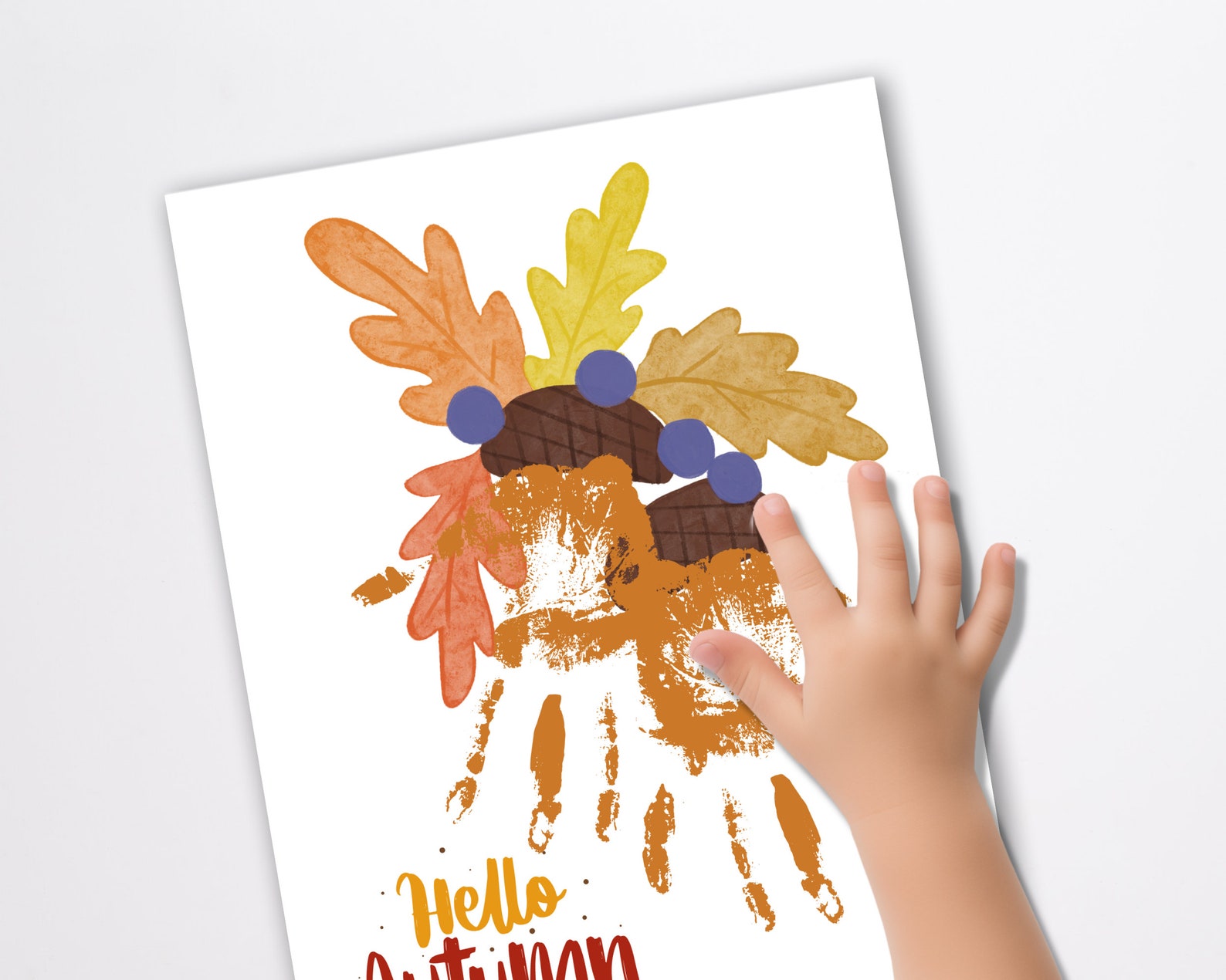 Fall Handprint Craft, Acorn Handprint Art, Fall Craft for Kids, Autumn ...