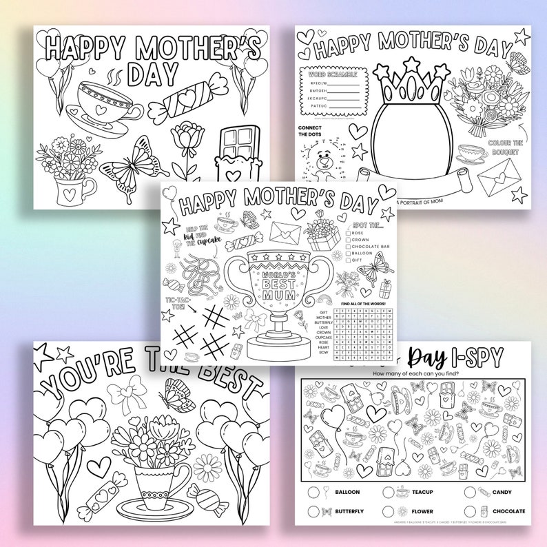 Printable Mother’s Day Activity Placemats - Etsy