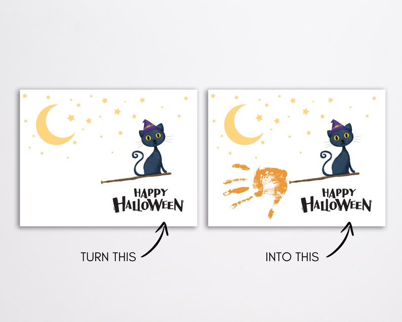 Halloween Handprint Craft, Black Cat Handprint, Handprint Art, Cat ...