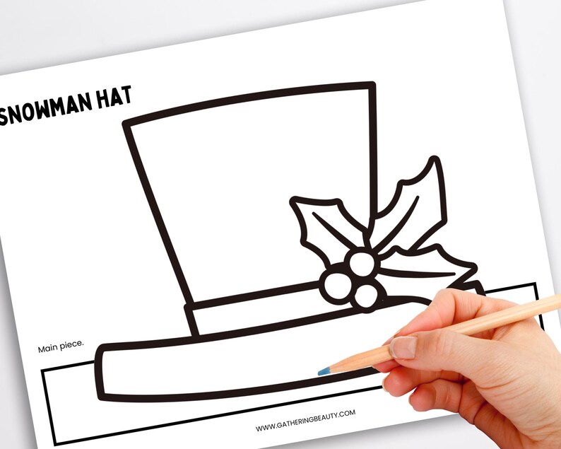 Snowman Hat, Paper Crown, Printable Christmas Coloring, Winter Holiday ...