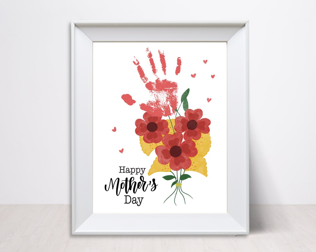 Mother's Day Handprint Craft, Handprint Art, Floral Bouquet, Flower ...