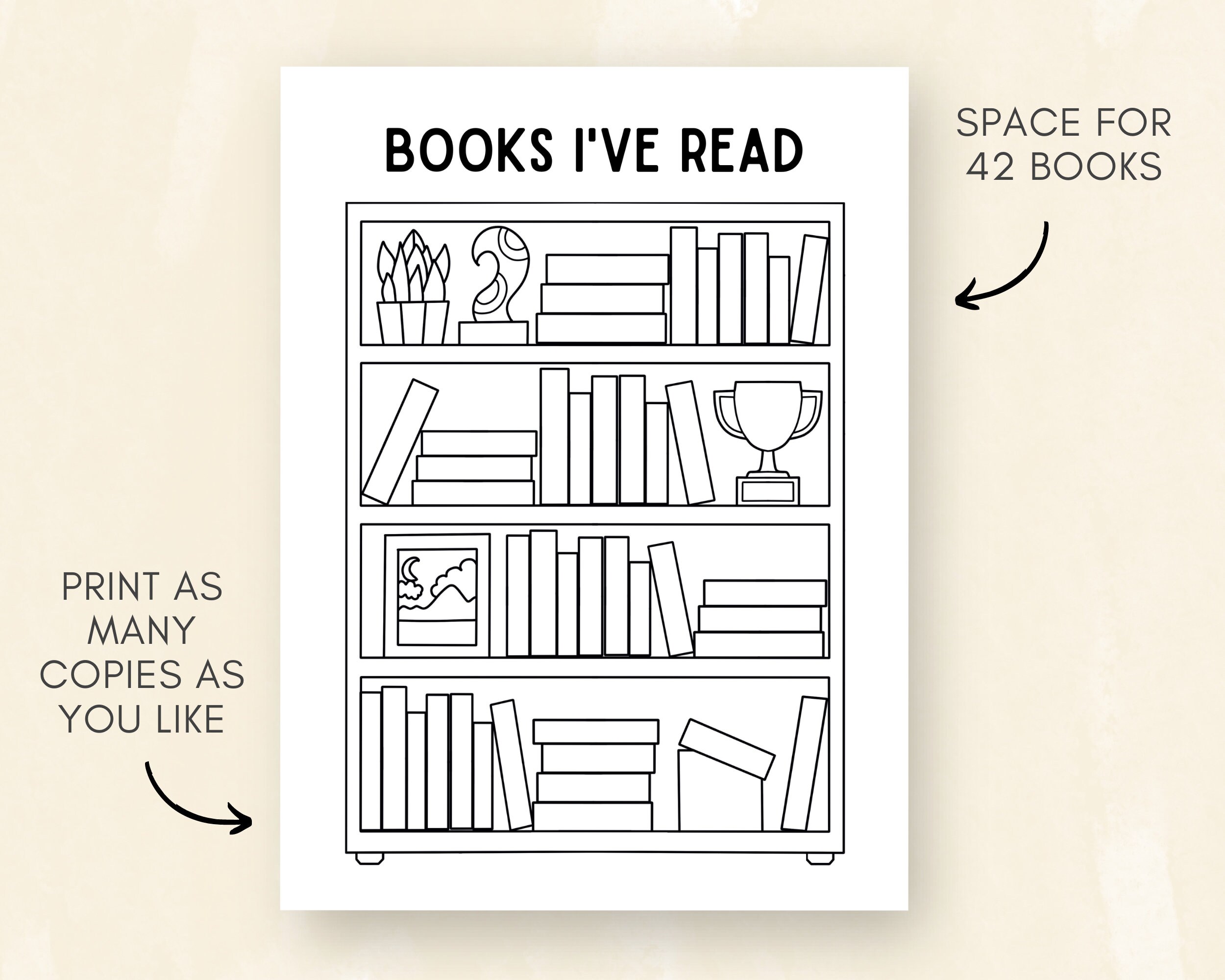 Book Tracker Printable, Bookshelf Printable Template, Books I've Read ...