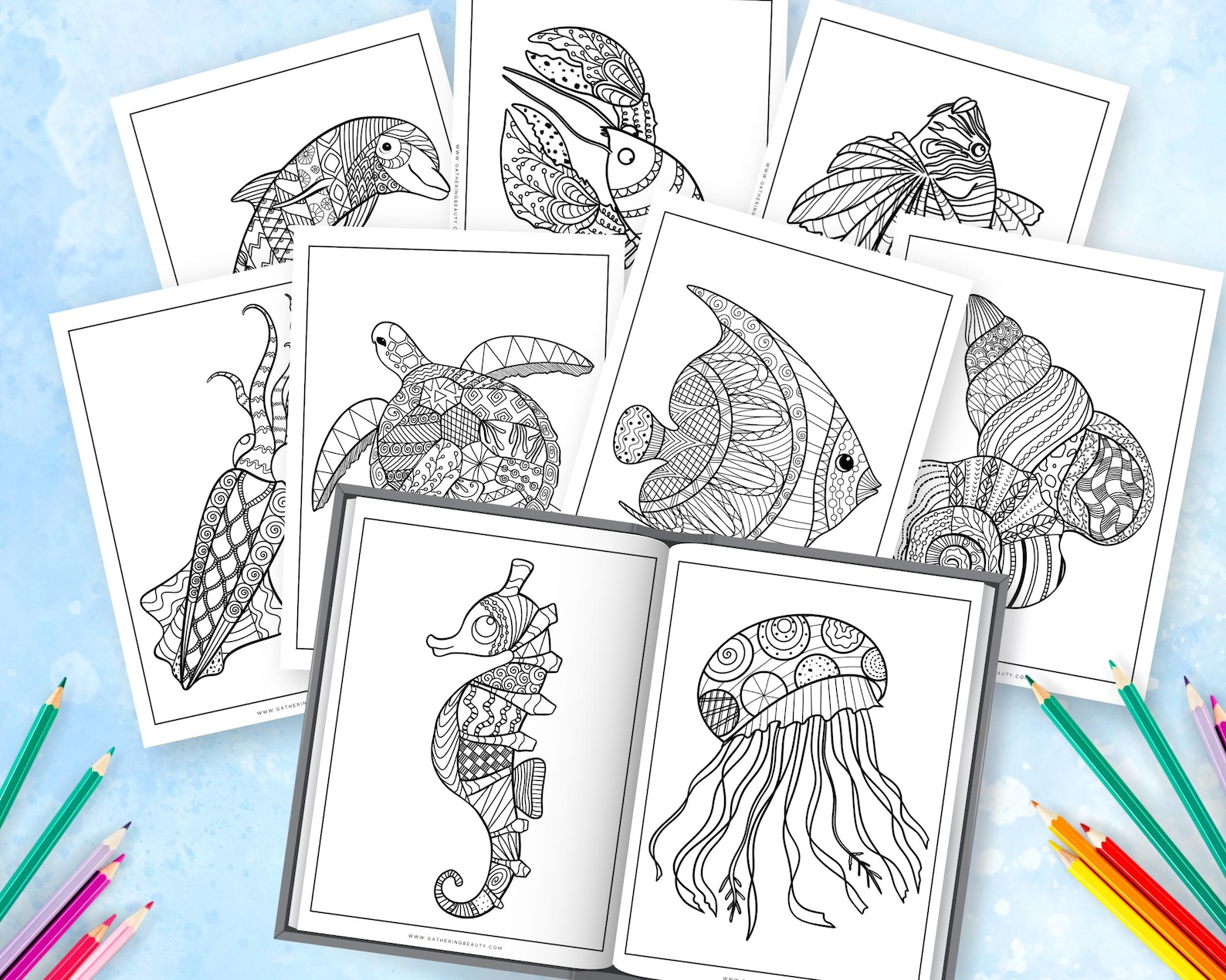 Ocean Animal Coloring Pages, Zentangle Coloring Pages, Sea Creature ...
