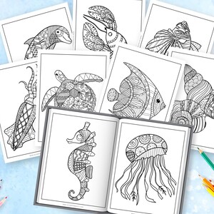Ocean Animal Coloring Pages, Zentangle Coloring Pages, Sea Creature ...