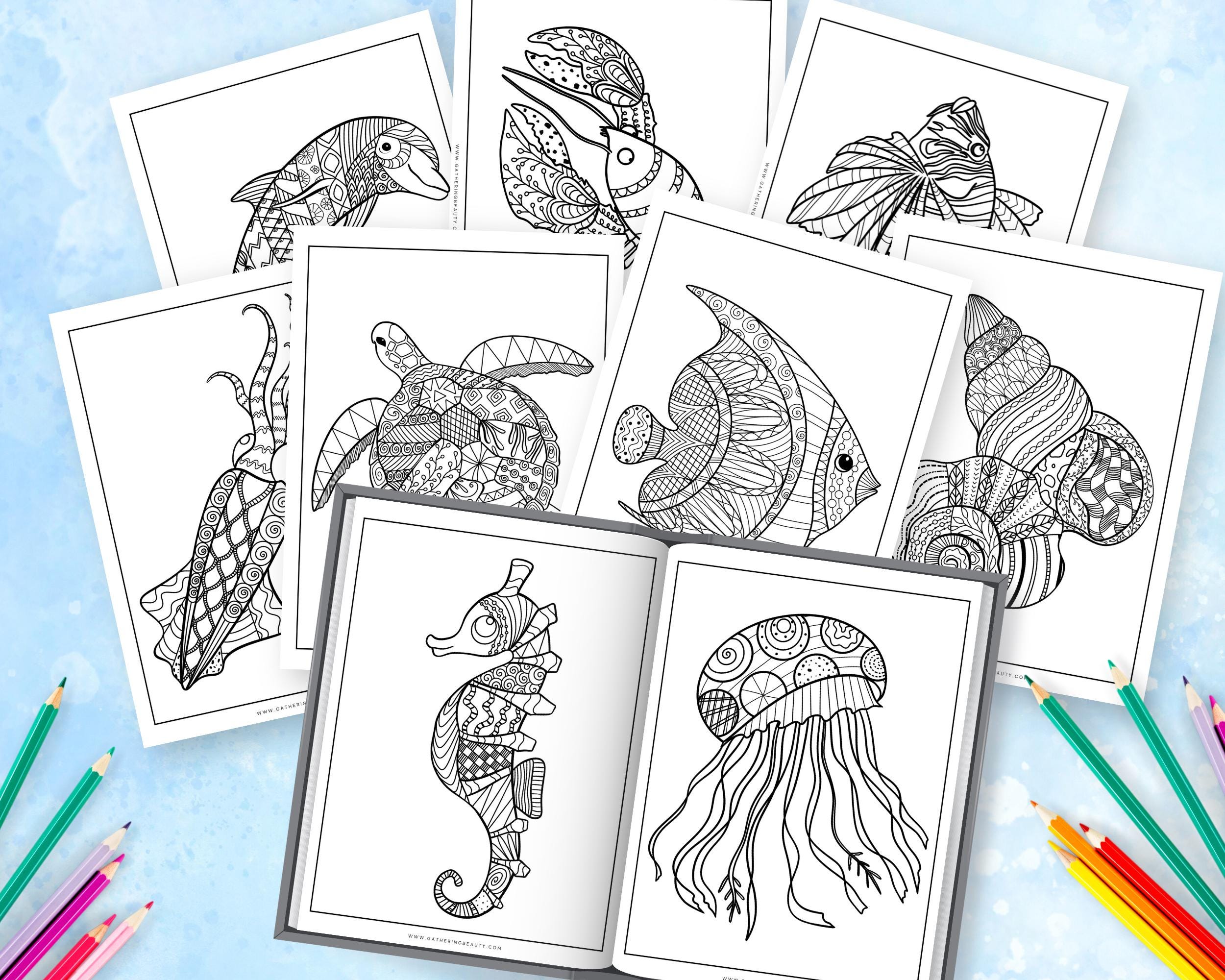 Ocean Animal Coloring Pages, Zentangle Coloring Pages, Sea Creature ...
