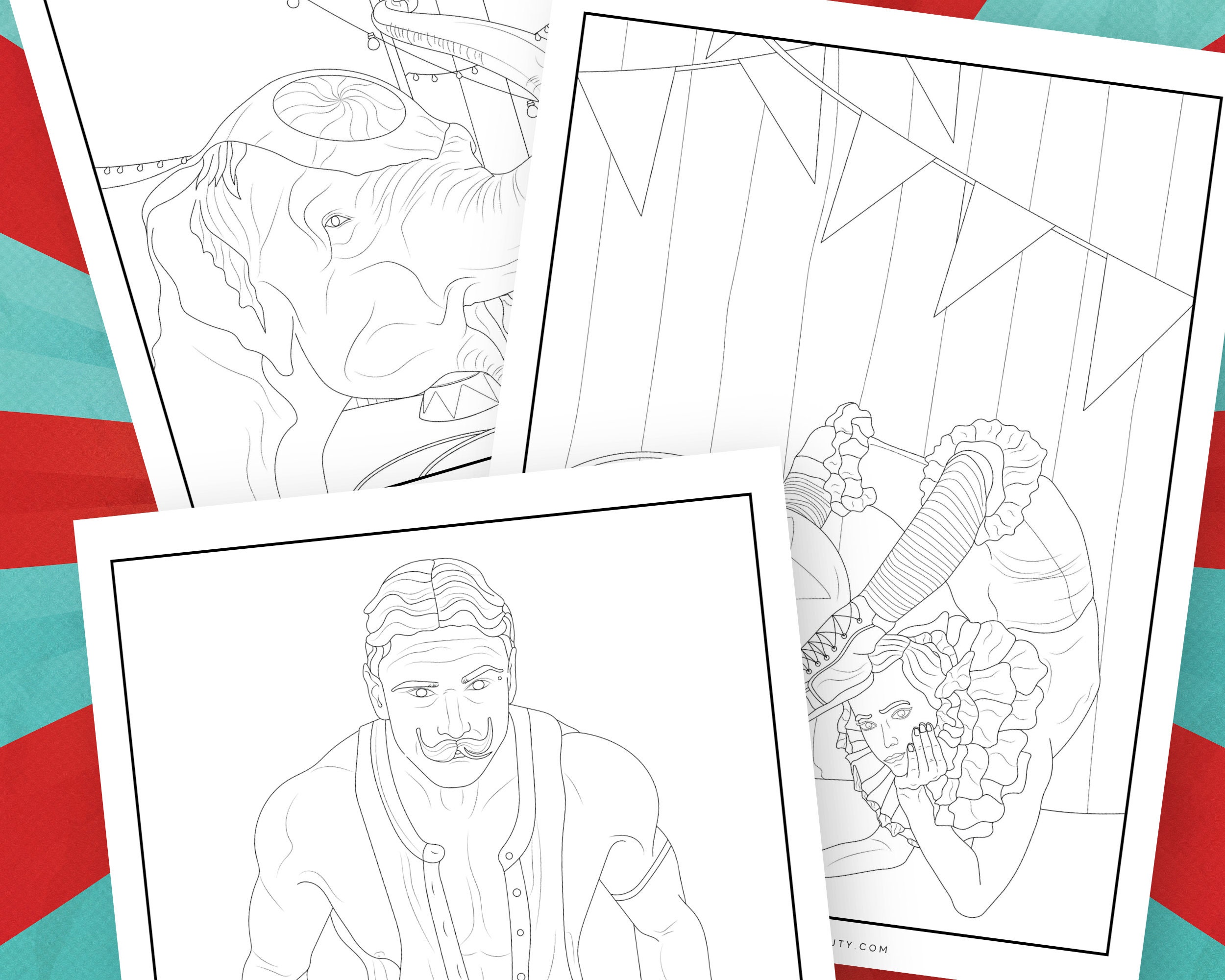 Circus Coloring Pages for Adults, Circus Coloring Book, Coloring Book ...