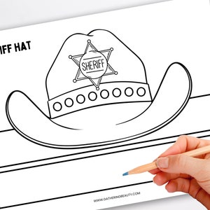Sheriff Cowboy Hat Paper Crown, Printable Kids Craft, Wild West Costume ...