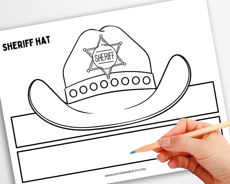 Sheriff Cowboy Hat Paper Crown, Printable Kids Craft, Wild West Costume ...