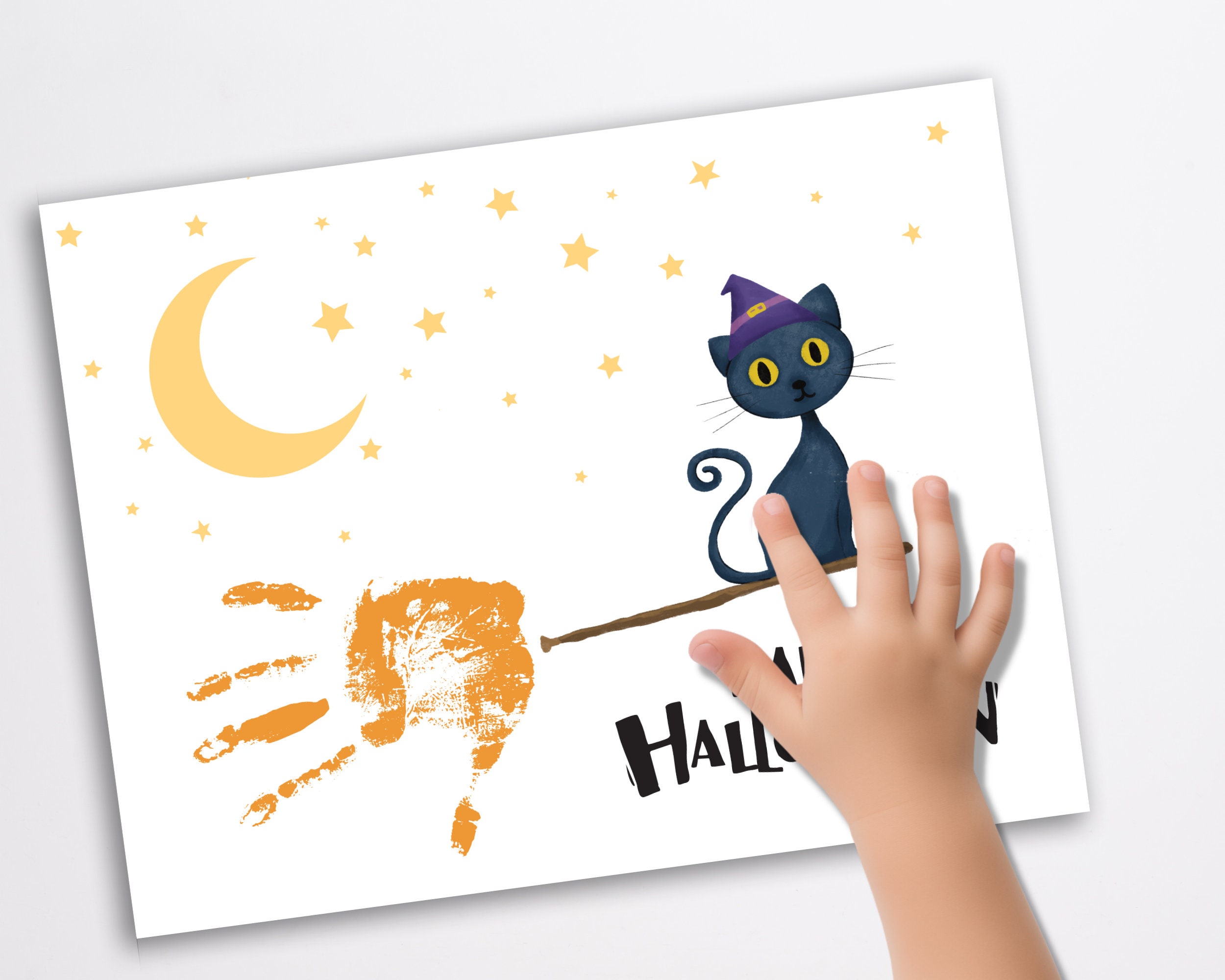 Halloween Handprint Craft, Black Cat Handprint, Handprint Art, Cat ...