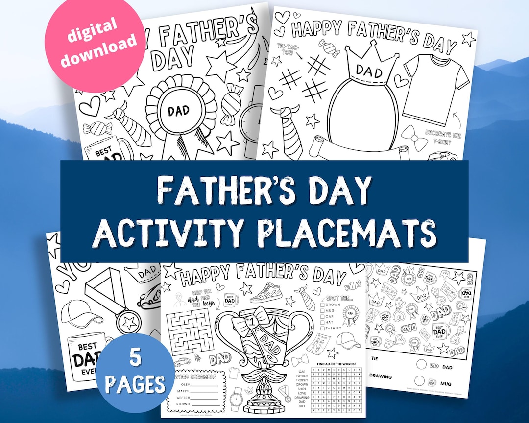 Printable Father’s Day Activity Placemats - Etsy UK