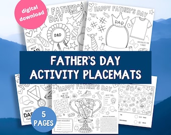 Printable Father’s Day Worksheet Activity Placemats Fun Pack for Kids ...