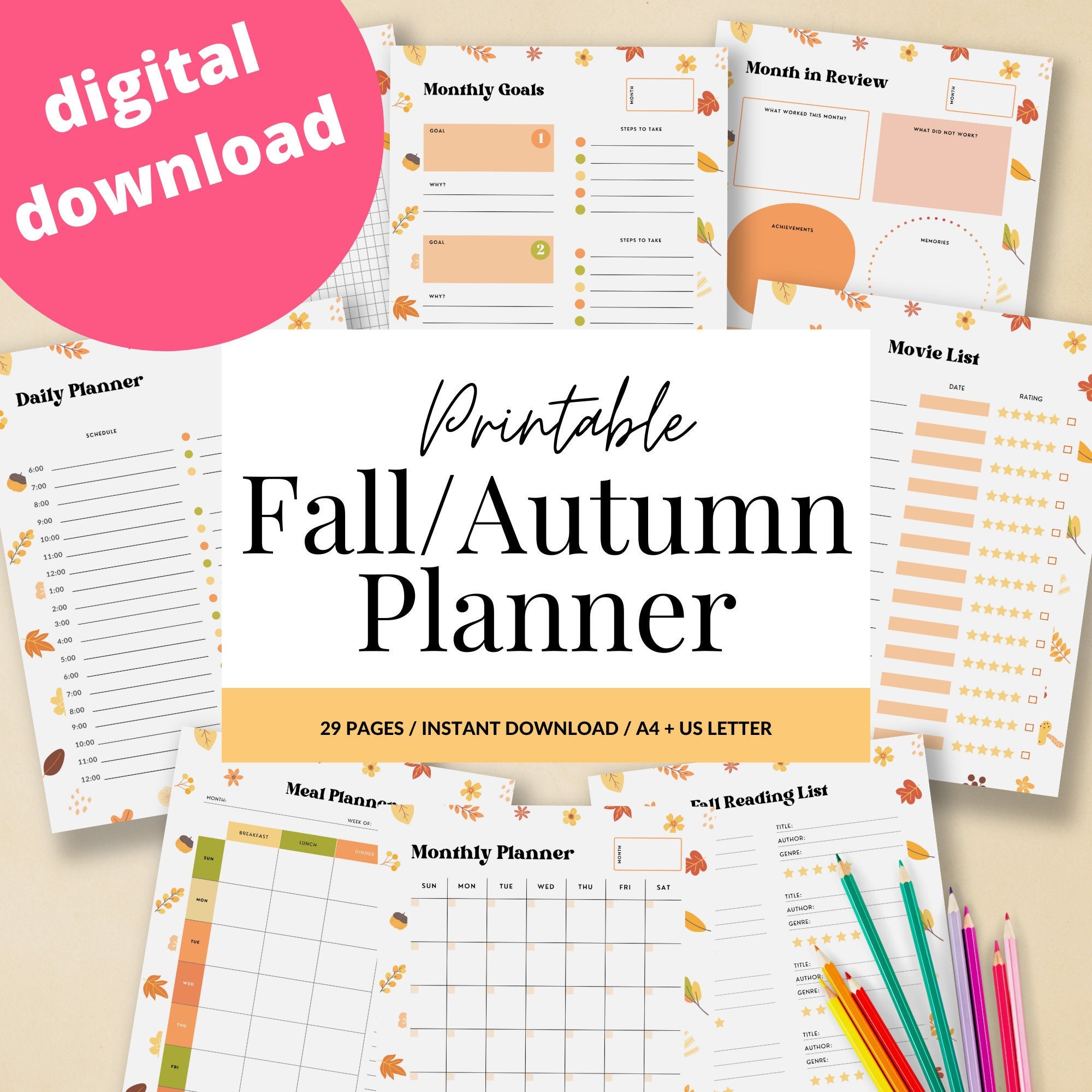 Fall Autumn Printable Planner | Printable Fall Planner | Fall ...